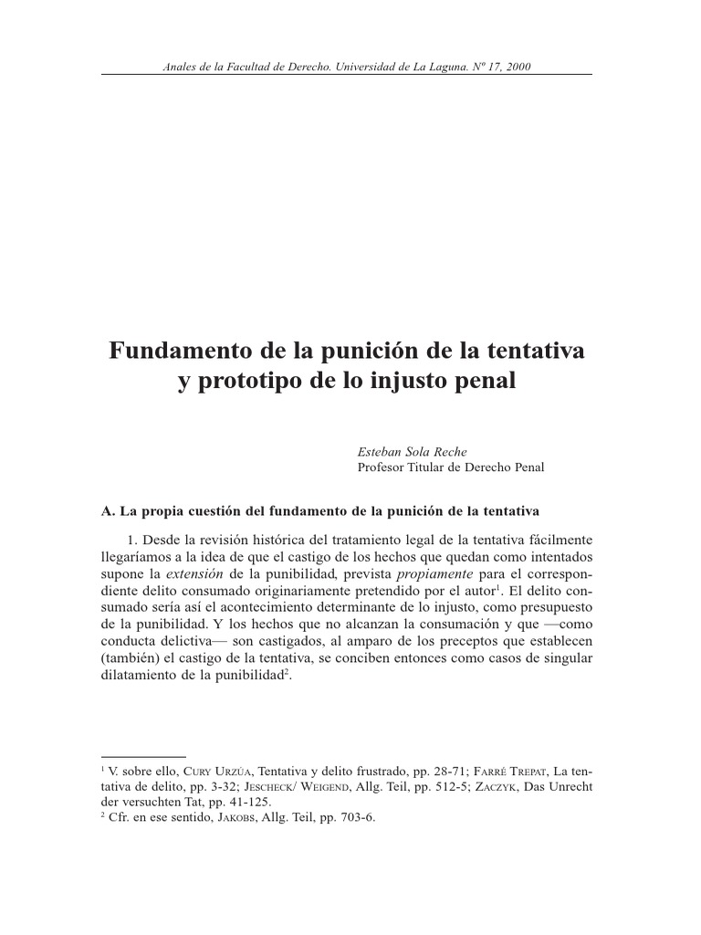 Fundamento de La Punicion de La Tentativa | PDF | Derecho penal | Castigos