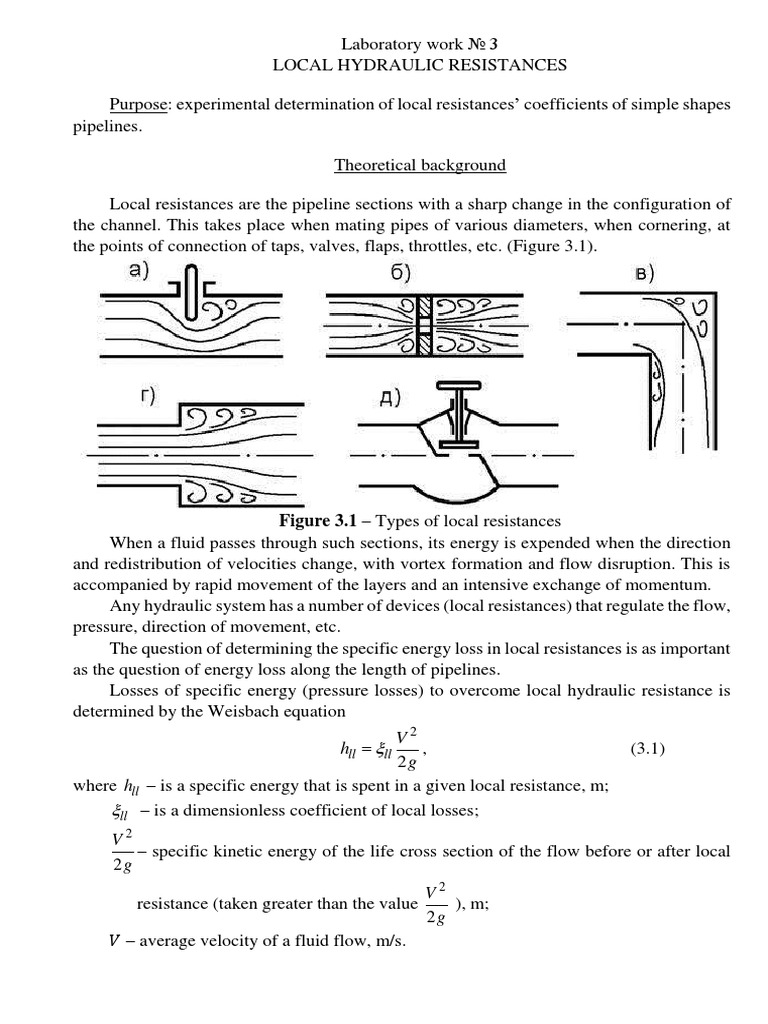 LW3 - LOCAL HYDRAULIC RESISTANCES - en | PDF | Drag (Physics ...
