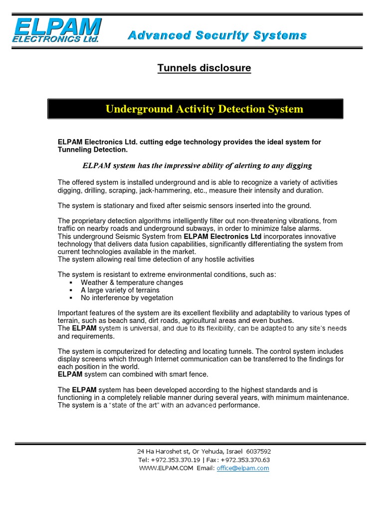 Underground Activity Detection System: Tunnels Disclosure | PDF | Sensor | Tunnel