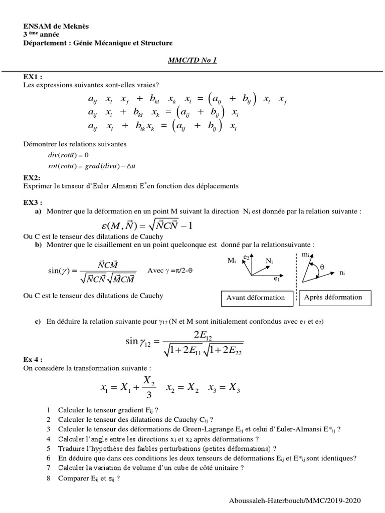 TD Serie1 | PDF | Mécanique du solide | Physique appliquée et ...
