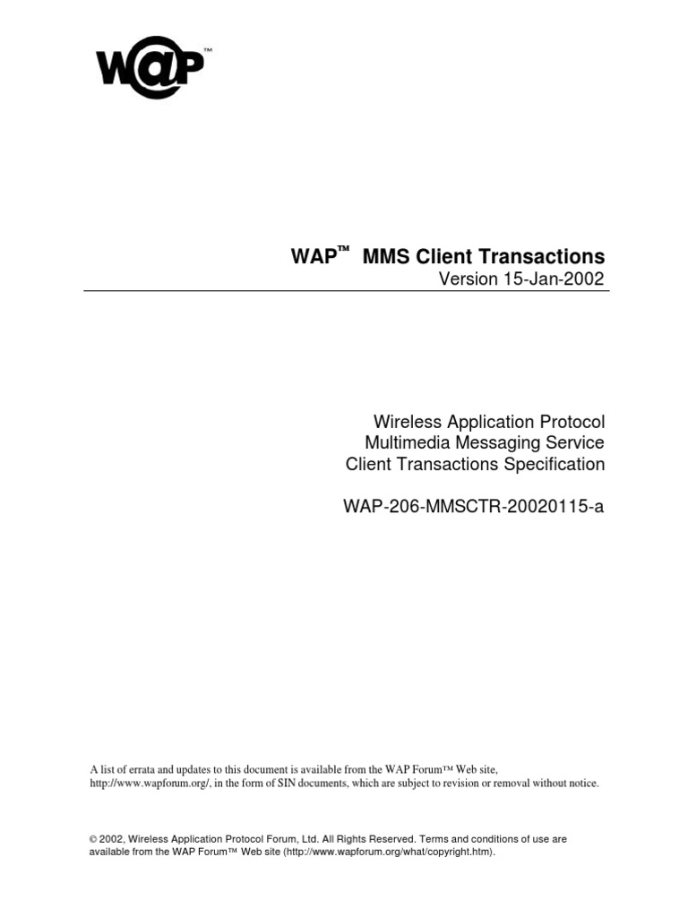 WAP MMS Client Transactions: Version 15-Jan-2002 | PDF | Multimedia Messaging Service ...
