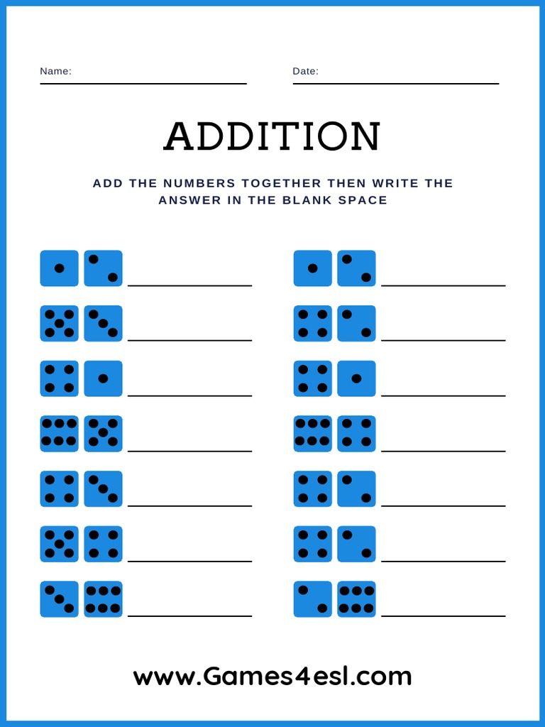 Numbers Worksheet Addition | PDF | Games & Activities