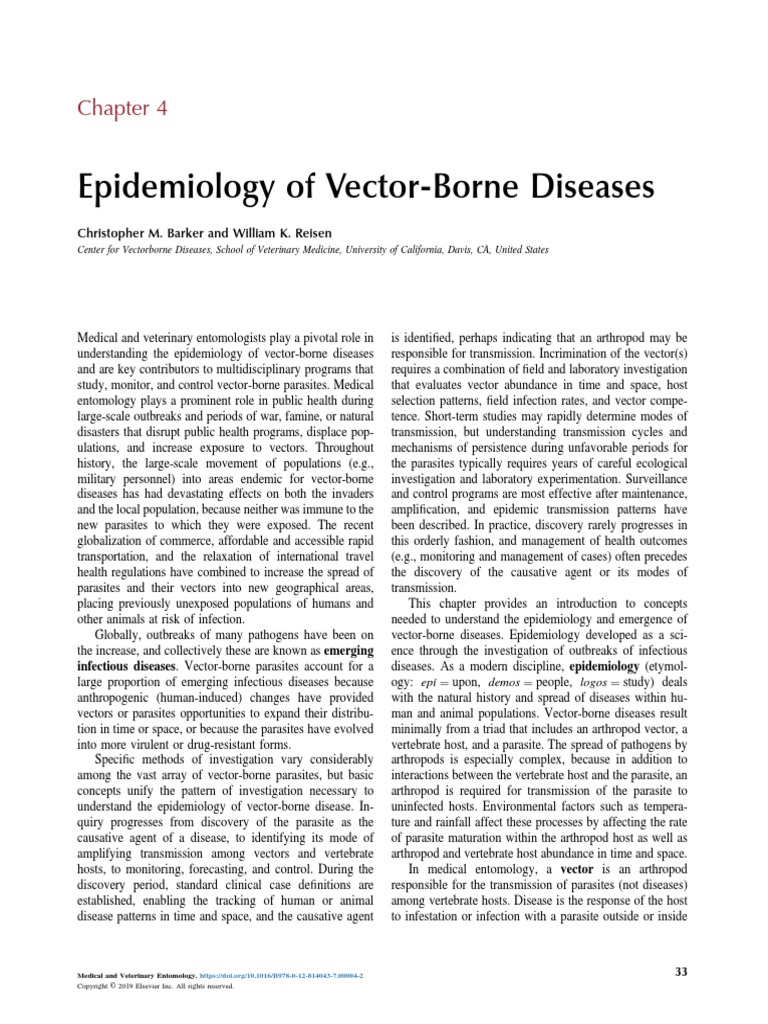 Epidemiology of Vector-Borne Diseases | PDF | Transmission (Medicine ...