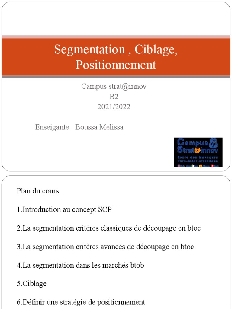 Segmentation, Ciblage, Positionnement B2 | PDF | Marque | Commercialisation