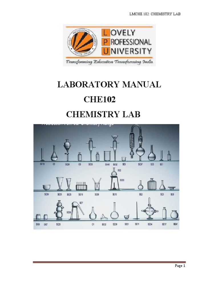 Laboratory Manual CHE102 Chemistry Lab | PDF | Absorbance | Ph