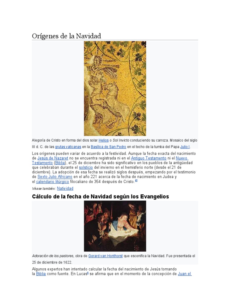 Orígenes De La Navidad Pdf Navidad