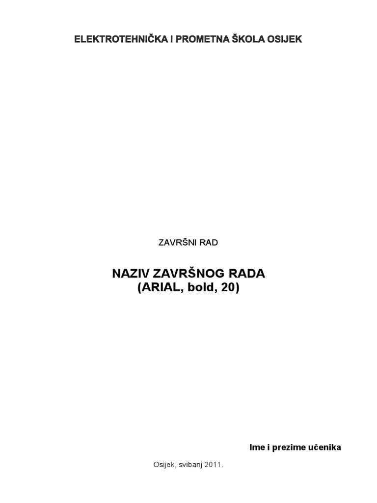 Upute Za Izradu Zavr Nog Rada | PDF