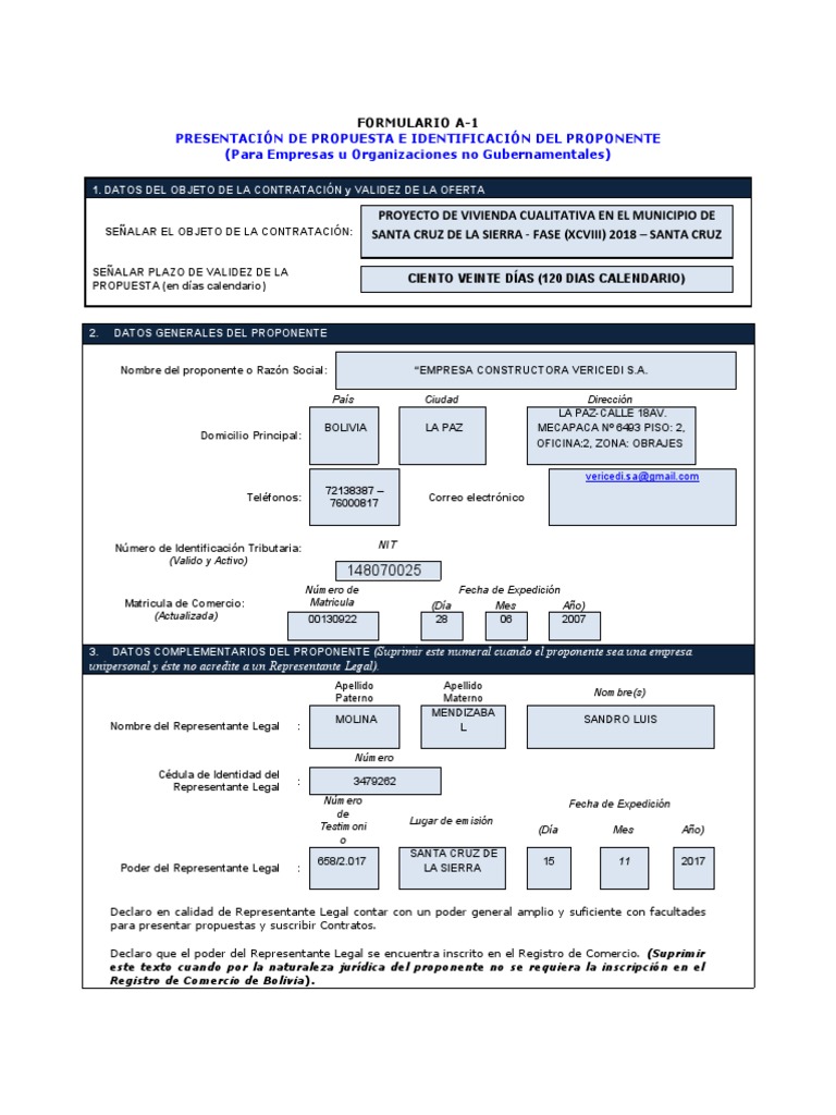 01 Formulario A-1 | PDF | Regulación | Gobierno