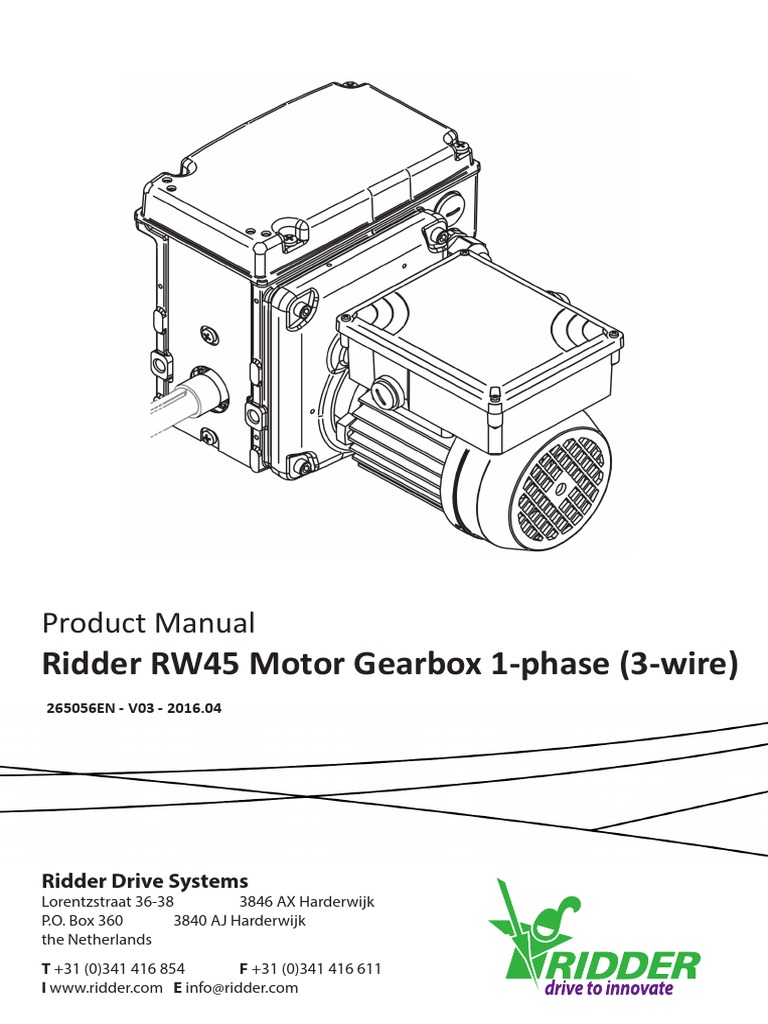 Ridder RW45 Motor Gearbox 1-Phase (3-Wire) : Product Manual | PDF ...