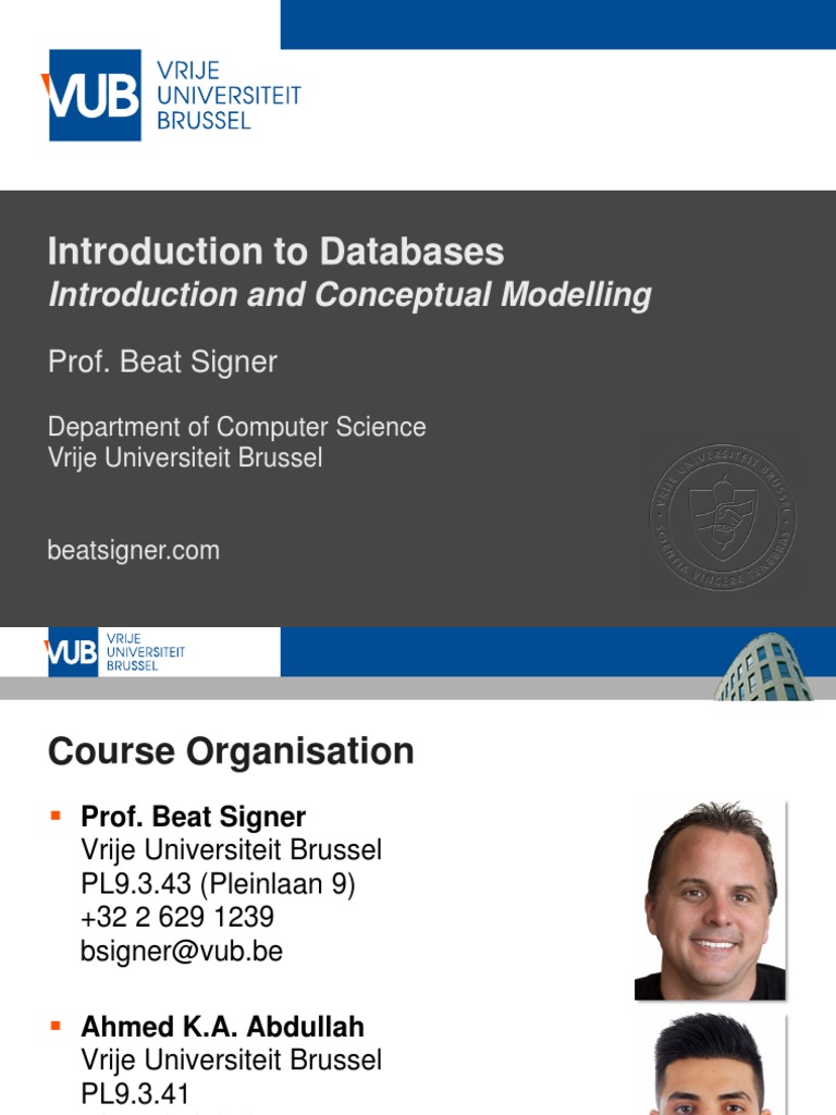 Introduction and Conceptual Modelling - Lecture 1 - Introduction To Databases (1007156ANR) | PDF ...