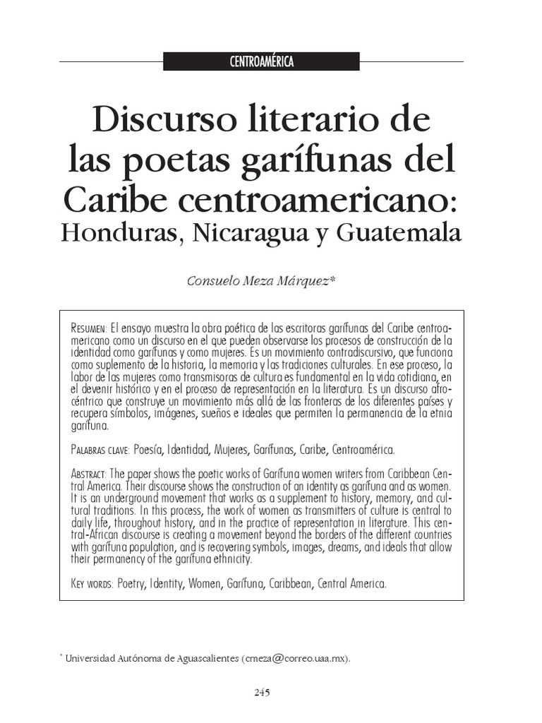 Discurso Literario de Las Poetas Garifunas | PDF | Centroamérica