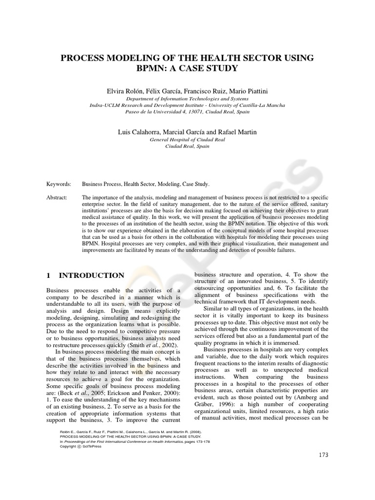 Process Modeling of The Health Sector Using BPMN: A Case Study | PDF | Business Process | Business