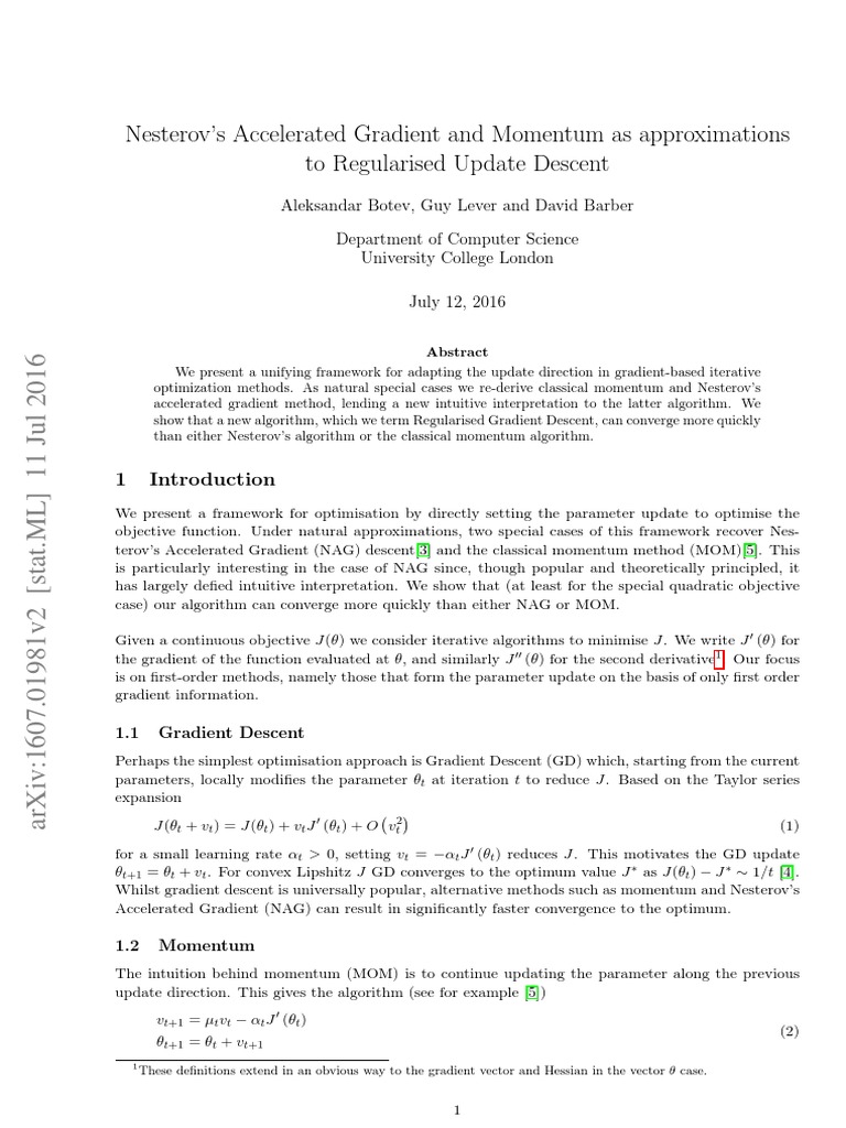 Nestrov Gradient Descent | PDF | Mathematical Optimization | Applied Mathematics