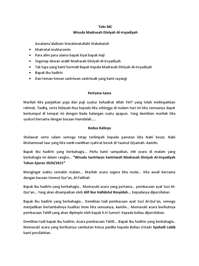 Teks MC Wisuda | PDF