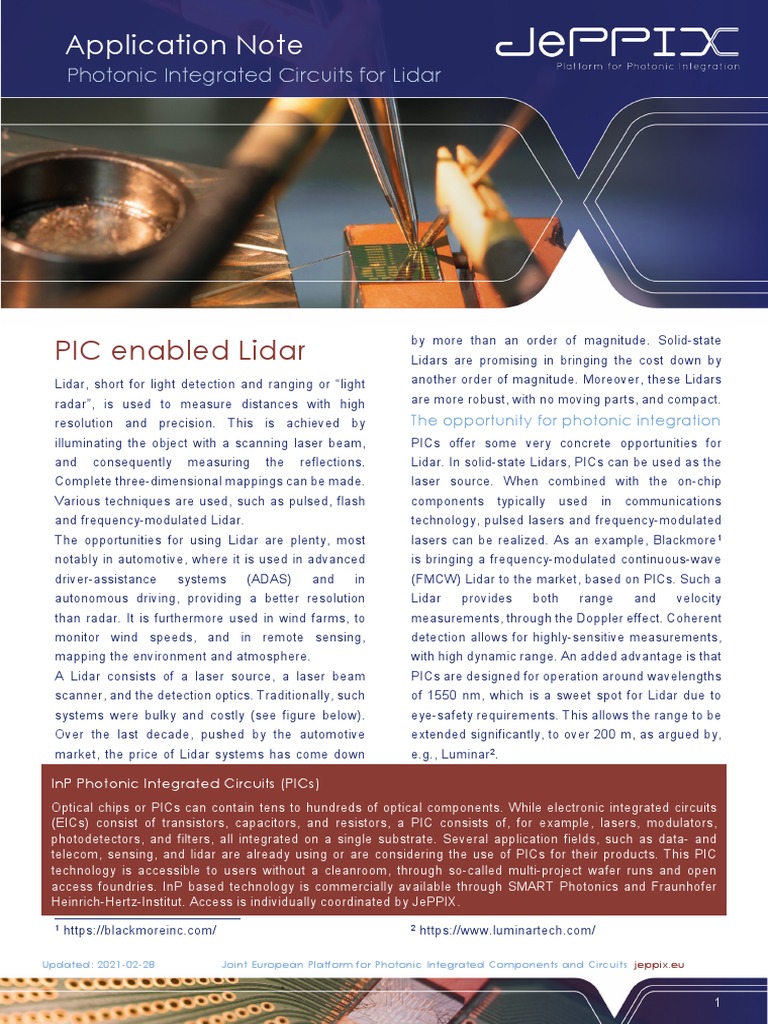 Application Note Pic Enabled Lidar Pdf Lidar Photonics