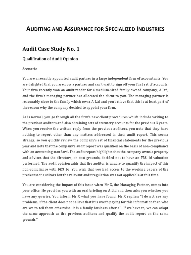 Audit Case No. 1 | PDF | Audit | Auditor's Report