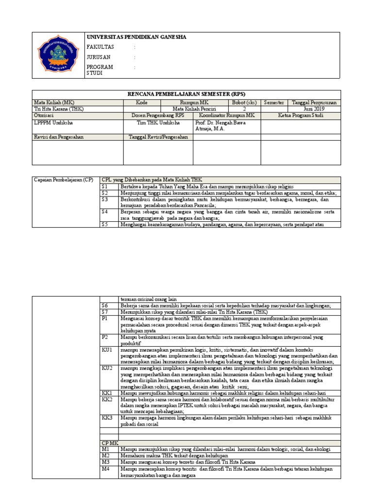 RPS THK 25 Agustus | PDF