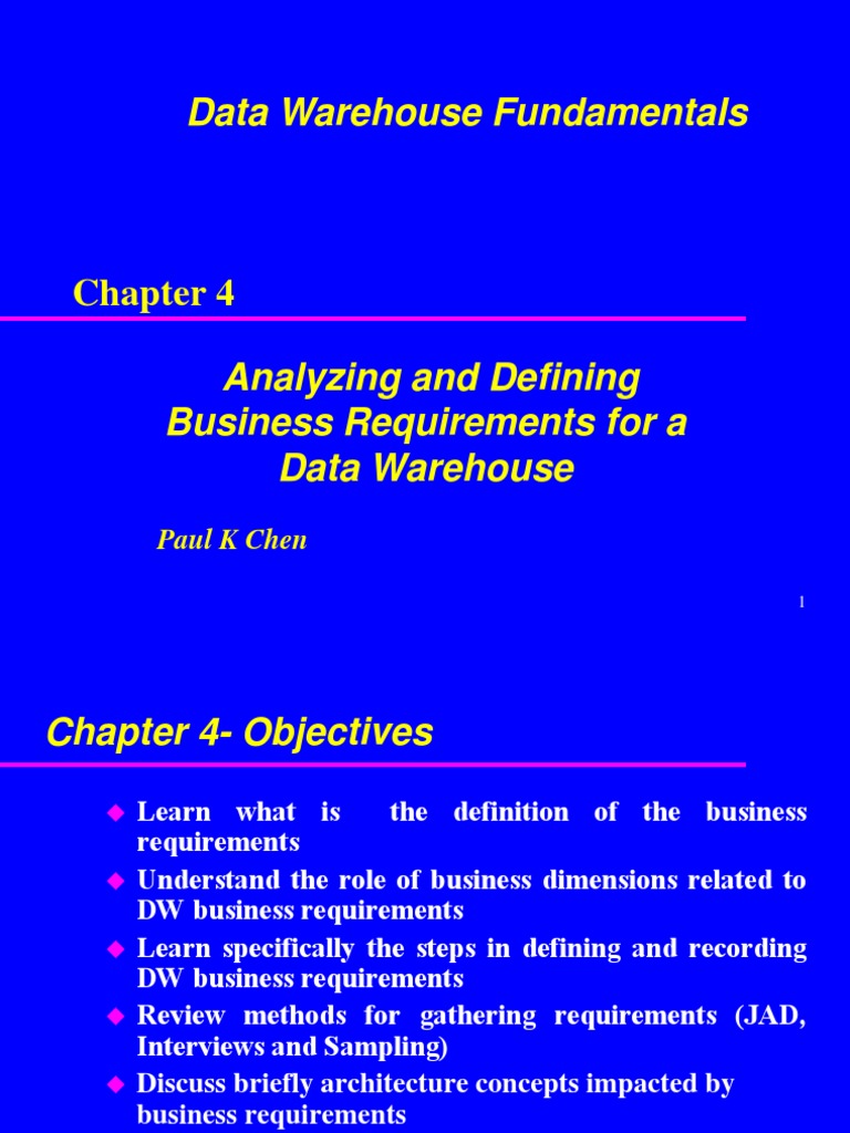 Defining Business Requirements for Data Warehousing | PDF | Data ...