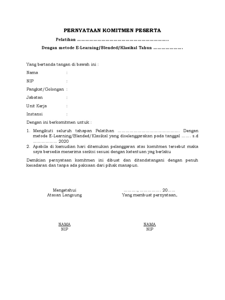 Template Komitmen | PDF