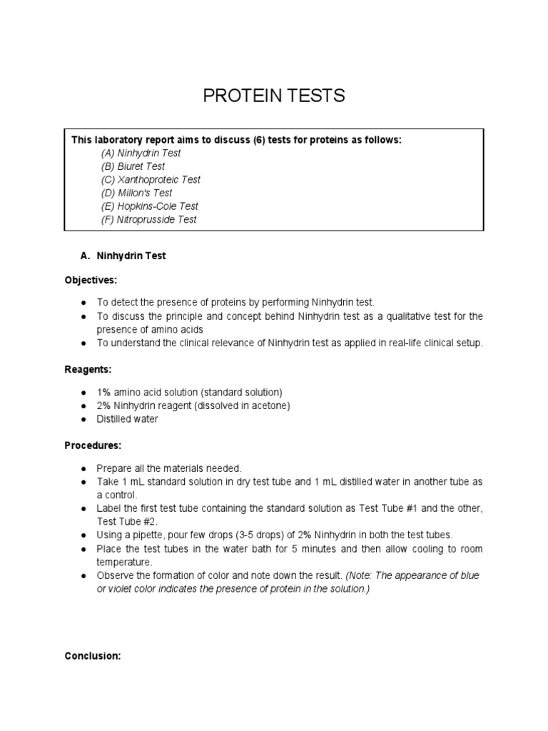 Protein Tests | PDF | Cysteine | Thiol