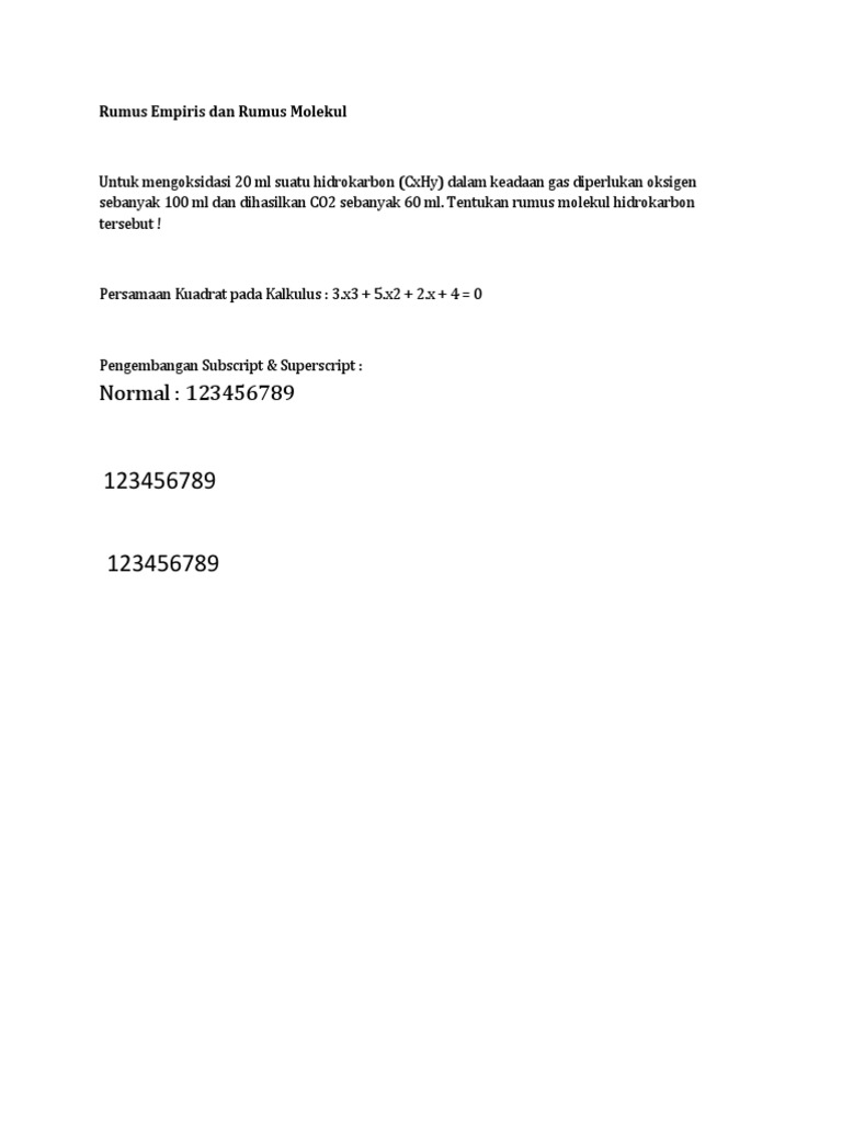 Rumus Molekul Hidrokarbon CxHy | PDF