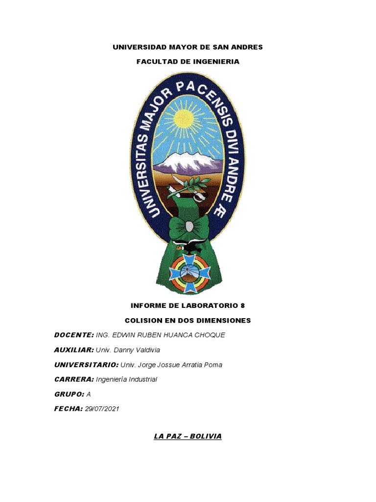 Arratia Poma Jorge Jossue Colisiones 2D Lab 8 | PDF | Energía cinética ...