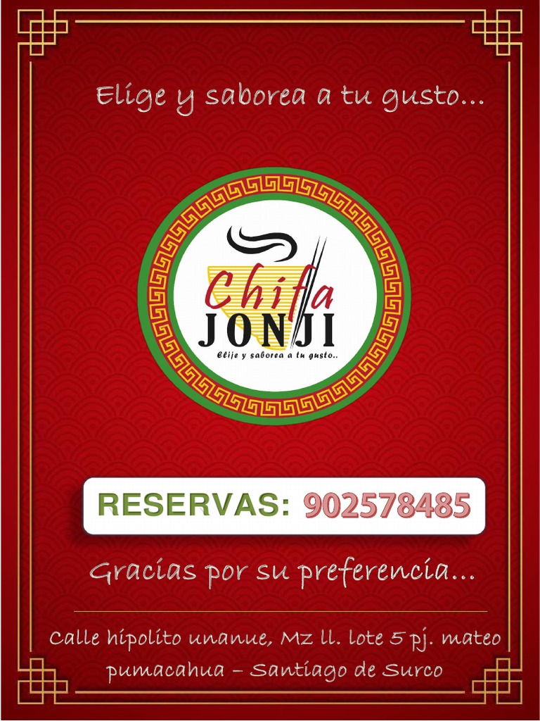 Carta Del Chifa Actual | PDF | Alimentos | Cocina