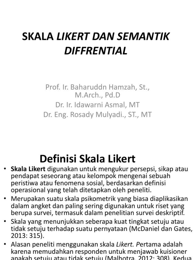Skala Likert Dan Differential Semantic | PDF