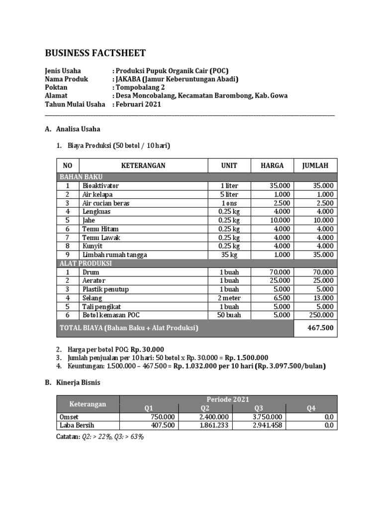 Produksi Pupuk Organik Cair JAKABA | PDF