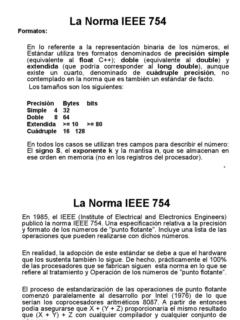 Clase Nº6 Norma Ieee 754 1 | PDF | Aritmética | Arquitectura de ...