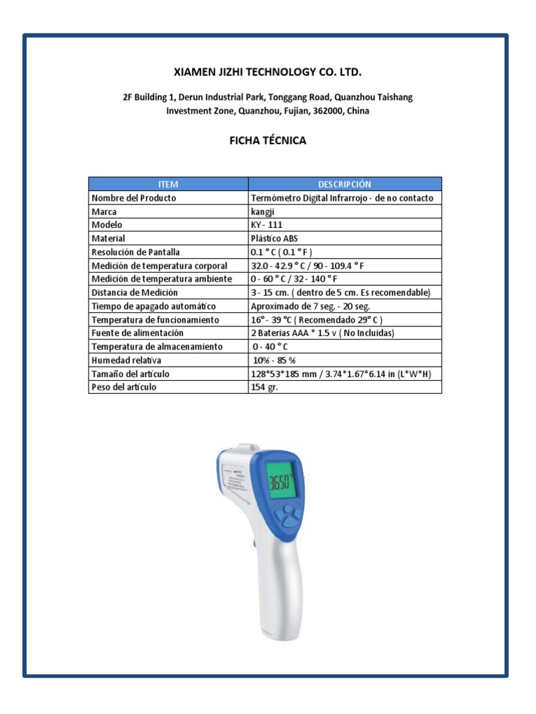 Ficha Tecnica Termometro | PDF