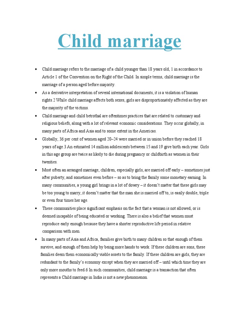 Child Marraige Project | PDF | Marriage | Child Marriage