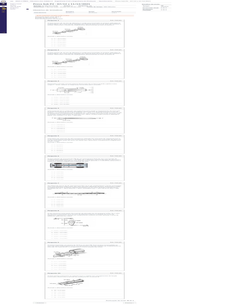 Prova Sub P2 - 07 - 12 A 11 - 12 - 2021 - QUA - Mecânica Dos Sólidos II | PDF | Estresse ...