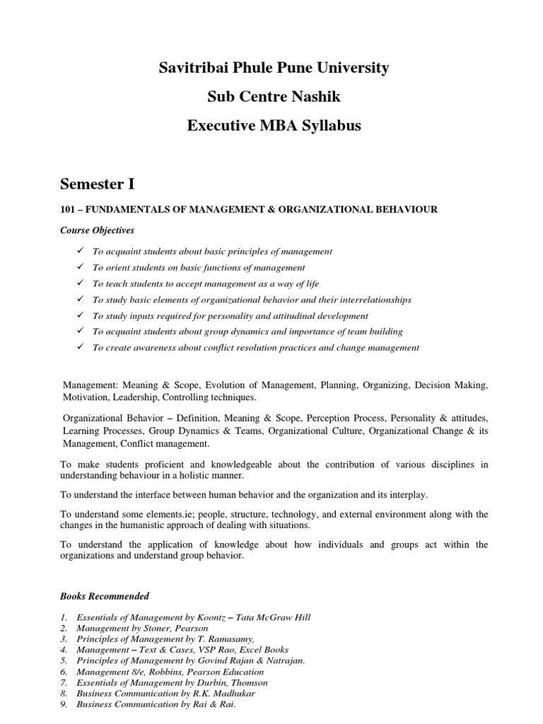 SPPUSCN Executive-MBA Syllabus | PDF | Strategic Management | Consumer ...