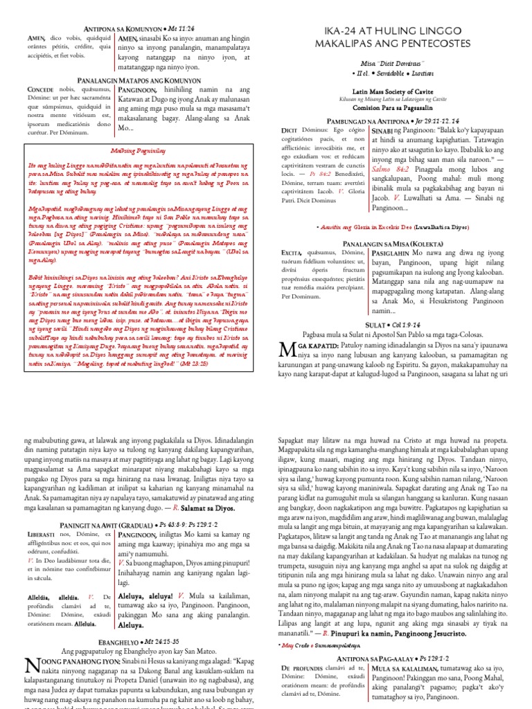 Ika 24 at Huling Linggo Makalipas Ang Pentecostes - Lat Tag - LMSC | PDF