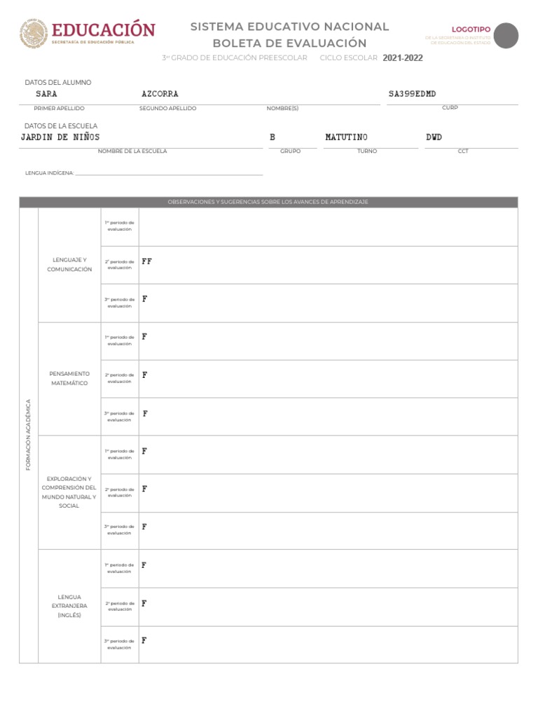 Boleta 3 Editable - Unlocked | PDF | Educación de la primera infancia ...