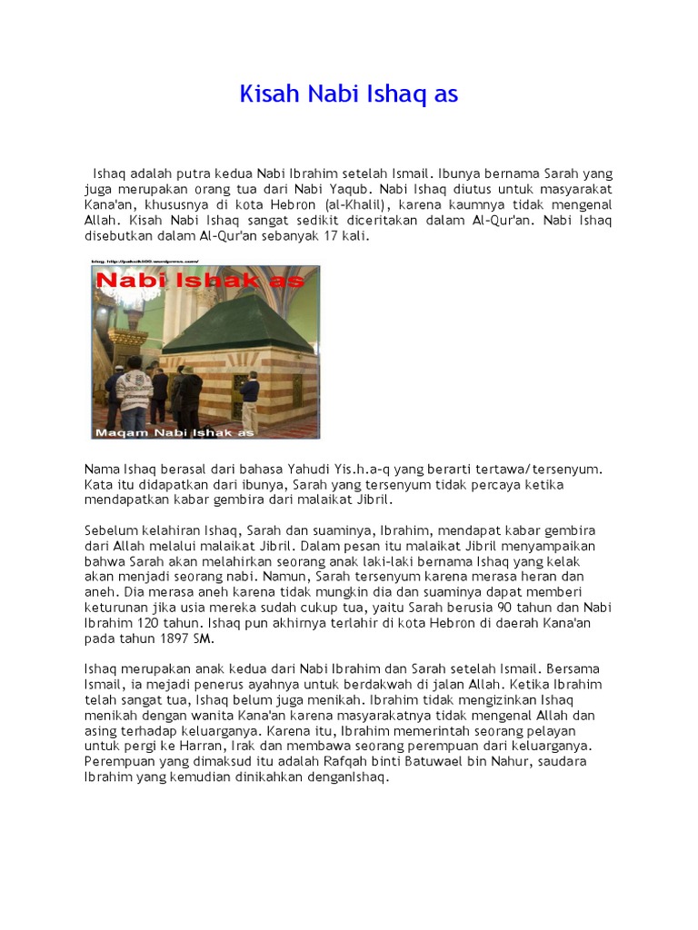 Kisah Nabi Ishaq As Bin Ibrahim As | PDF | Agama & Spiritualitas