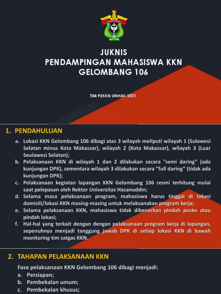 Juknis Pendampingan Mahasiswa KKN Gelombang 106: Tim P2Kkn Unhas-2021 | PDF | Bisnis