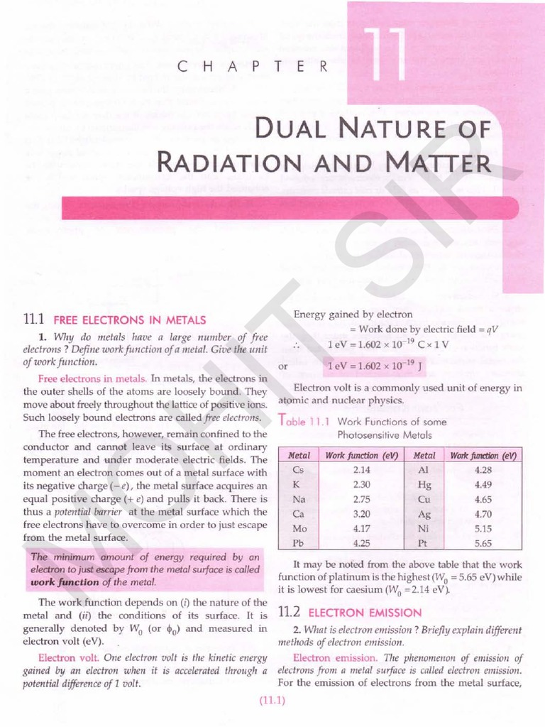 CH11 Dual Nature of Radiation and Matter | PDF | Photoelectric Effect | Electromagnetic Radiation
