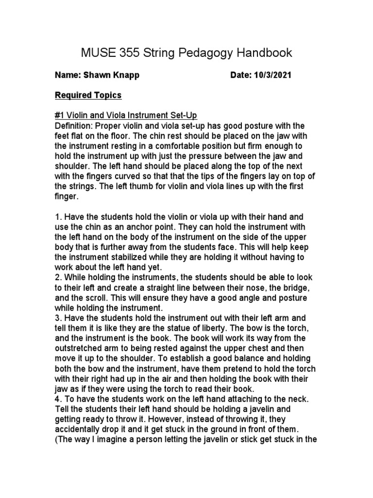 String Pedagogy Handbook - Shawn Knapp | PDF | String Instruments | Violin