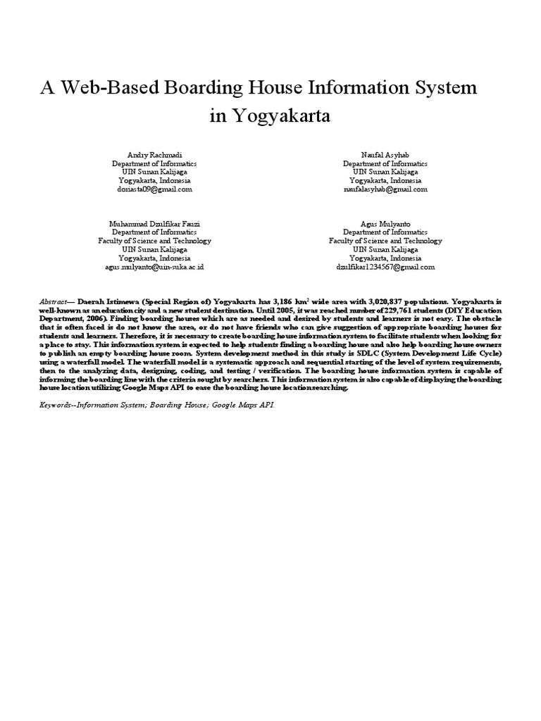 A Web-Based Boarding House Information System in Y | PDF | Internet | Databases