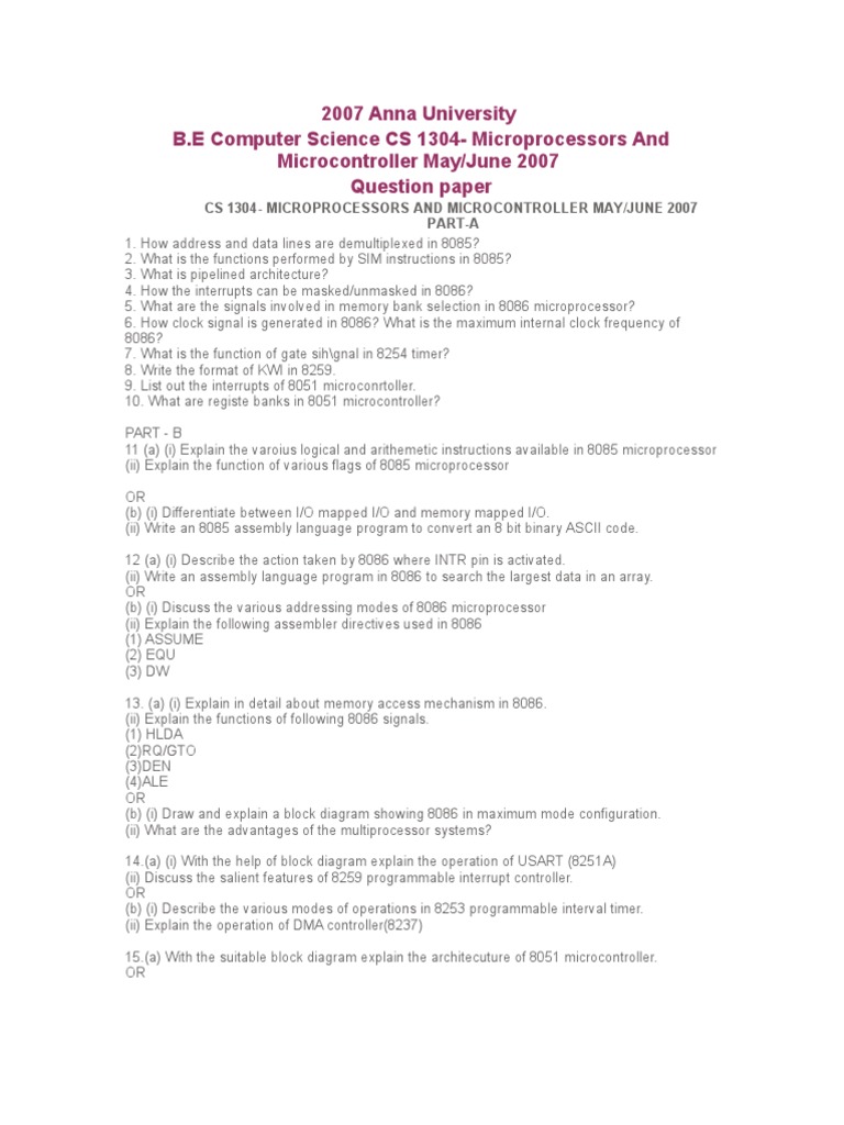 Microprocessors and Micro Controller | PDF | Computers