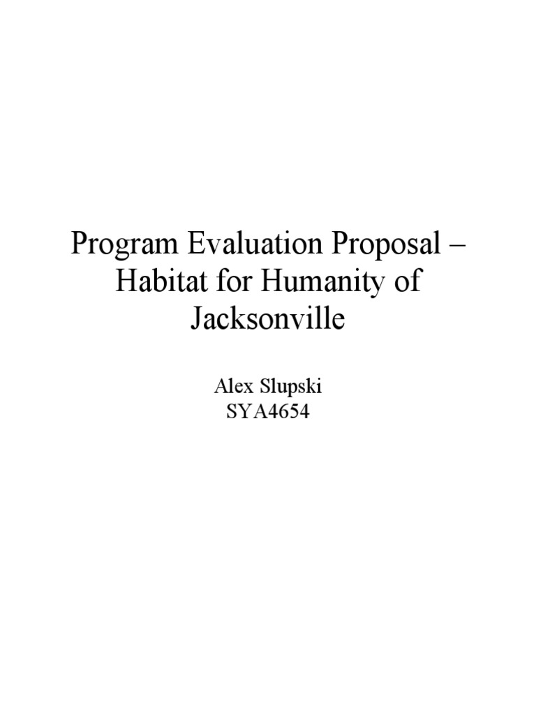 Program Evaluation Proposal - Habitat For Humanity of Jacksonville ...