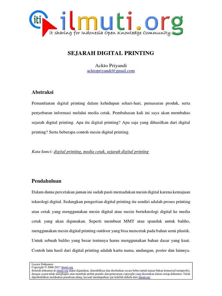 Sejarah Digital Printing | PDF