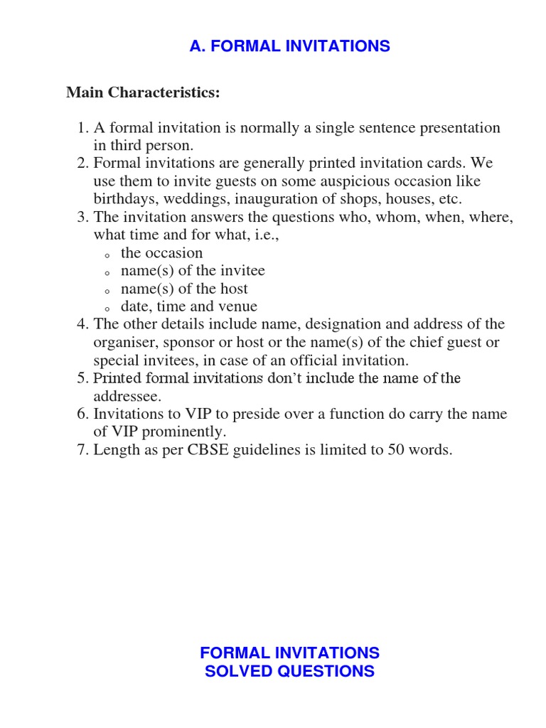 Formal and Informal Invitations | PDF