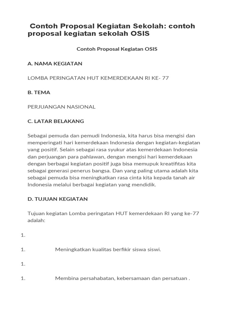Contoh Proposal Kegiatan Sekolah | PDF