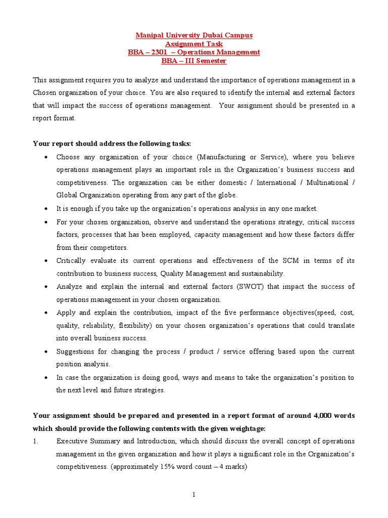 Assignment - OM - Aug 2021 | PDF | Operations Management | Swot Analysis