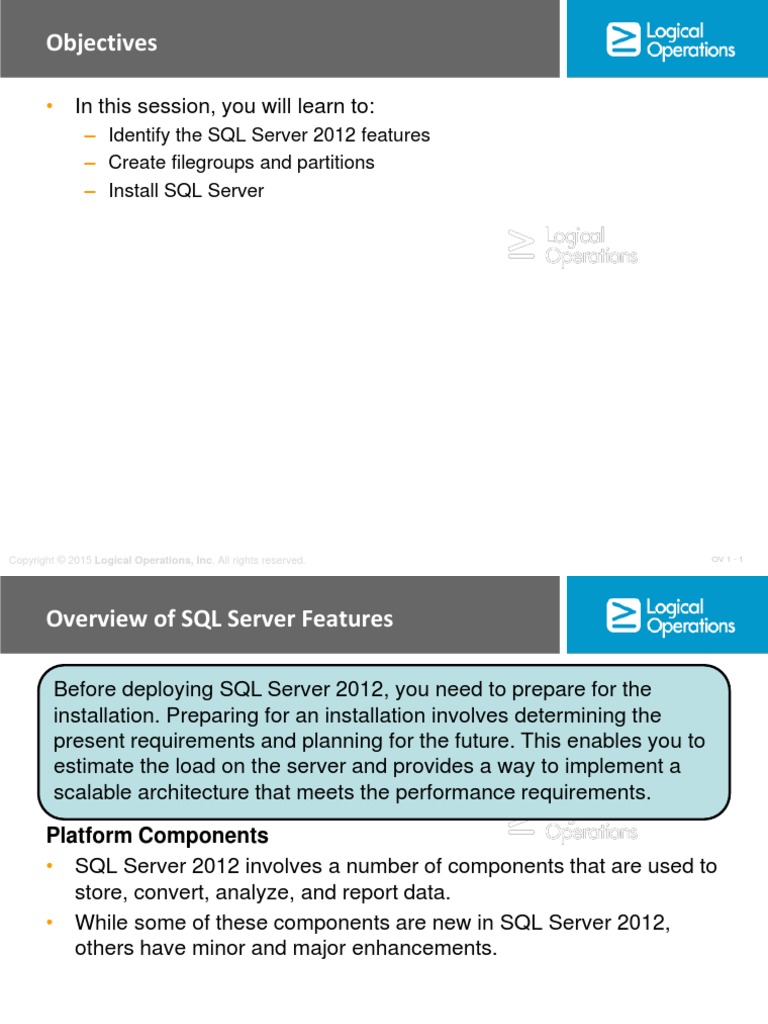 MSQLServer 2012 ADMIN Session 01 | PDF | Microsoft Sql Server | Databases