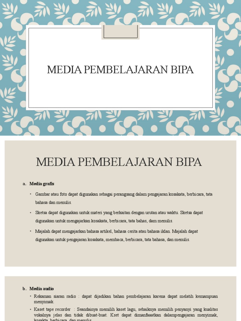 Media Pembelajaran BIPA Efektif | PDF | Seni & Disiplin Bahasa