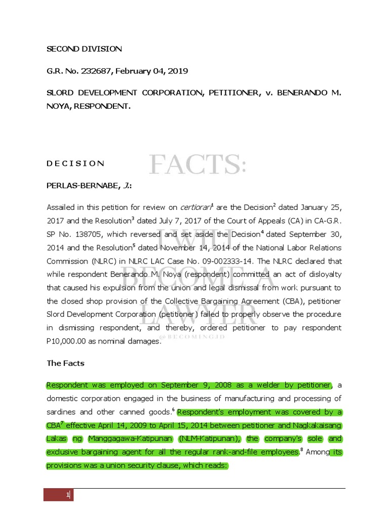 Slord Development Corporation Vs Noya (2019) | PDF | Employment ...